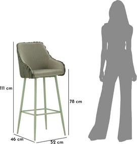 Zelené čalouněné barové židle v sadě 2 ks s područkami (výška sedáku 78 cm) Alaska – Mauro Ferretti
