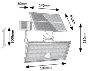 Rabalux 77129 - LED Solární reflektor se senzorem ZAVOD LED/8W/3,7V 1800mAh IP65