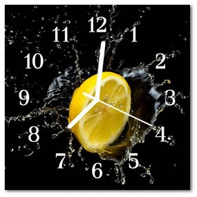 Nástěnné hodiny obrazové na skle - Citron ve vodě