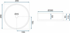 Rea, Umyvadlo na desku Rea Cristal Transparent 39 Gold brush ring, REA-U8881