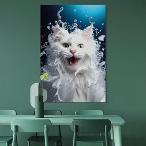 Obraz AI norská lesní kočka - Fantasy portrét mokrého domácího zvířete - vertikálně