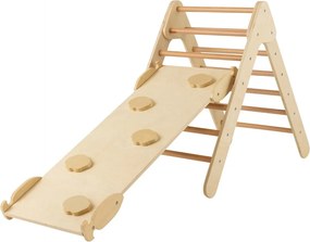 Costway Trojúhelníková dřevěná prolézačka Nursery s přírodní rampou