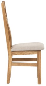 AUTRONIC Dřevěná jídelní židle, potah krémově béžová látka, masiv dub, přírodní odstín