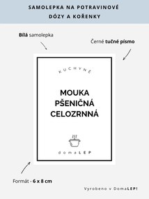 MOUKA PŠENIČNÁ CELOZRNNÁ - omyvatelná samolepka na dózu, výběr rozměrů Ø 5 cm / 5 x 5 cm / 6 x 8 cm | DomaLEP