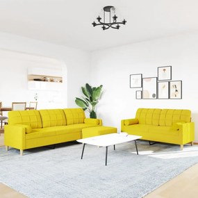 3dílná sedací souprava s podnožkou a polštáři žlutá textil 3278348