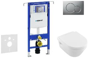 Geberit Duofix - Set předstěnové instalace, klozetu a sedátka Villeroy & Boch, tlačítka Sigma01, DirectFlush, SoftClose, CeramicPlus, matný chrom 111.355.00.5 NB3