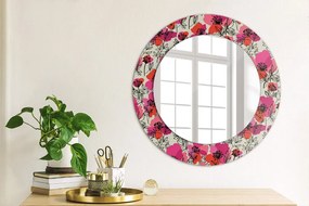 Kulaté dekorativní zrcadlo Růžové máky fi 50 cm