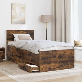 Daybed s čelo Uzený dub a černá 100 x 200 cm Kompozitní dřevo 3408519