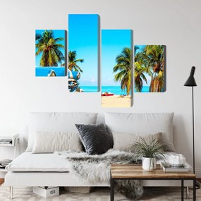 Vícedílný obraz Pláž Varadero Na Kubě A Americké Auto Nedostatek Nedostatek Plátno Canvas 160x100