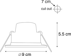 Sada 6 moderních zapuštěných bodových svítidel černá vč. LED s 3-stupňovým stmíváním IP65 - Blanca