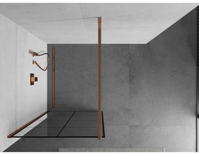 Mexen Kioto sprchová zástěna 70x200 cm 8 mm, profil růžové zlato, sklo černý vzor 1, 800-070-101-60-77