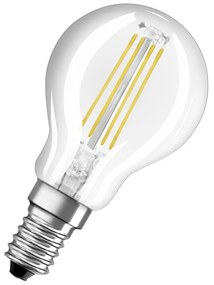 Průhledná LED žárovka E14 4 W CLASSIC P, teplá bílá