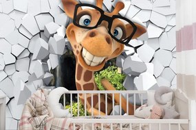 Fototapeta Smějící Se Žirafa S Brýlemi Omyvatelný vlies 520x318