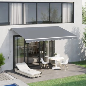 Outsunny Kloubová Markýza s Ručním Kolečkem, Výškově Nastavitelná, Ochrana proti Slunci, UV Odolná Markýza pro Balkon včetně Nábytkového Držáku, Šířk…