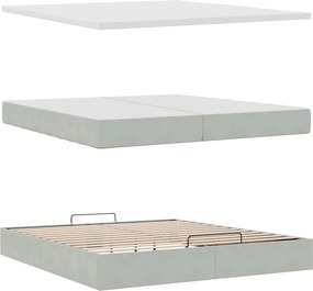 Osmanský rám postele s matrací světle šedá 200x200 cm samet 3311795