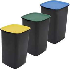 Belli e Forti Koše na tříděný odpad TRIO černé, barevná víka / Odpadko