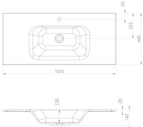 Sapho Sidra nábytkové umyvadlo 101 x 46 cm s otvorem pro baterii s přepadem litý mramor bílá SD101
