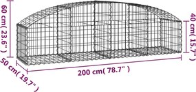 Klenutý gabionový koš 200 x 50 x 40/60 cm pozinkované železo 153472