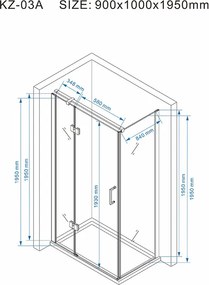 BPS-koupelny Obdélníkový sprchový kout HYD-OK03A 100x90 zlatý kartáčovaný/transparent - bez vaničky