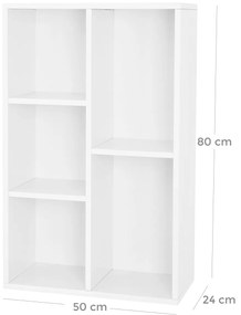 VASAGLE Knihovna - bílá - 50x24x80 cm