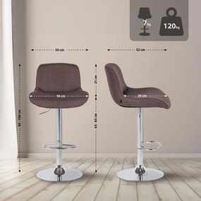 Barová židle Solon chromovaná konstrukce látka – tmavě hnědá