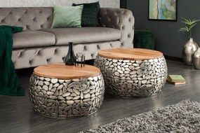 Konferenční stolek Stone Mosaic set 2 ks stříbrných Mango / 41433