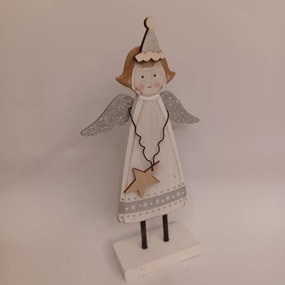 Dřevěná dekorace na stůl anděl 11,5 × 4 × 23 cm, stojící