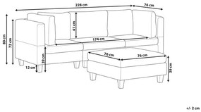Modulární pohovka pro 3 lidi s taburetem cerny FEVIK Beliani
