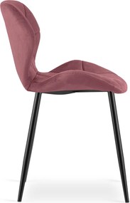 Jídelní židle MANGO VELVET s černými nohami, tmavě růžová