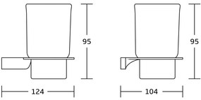 Mexen Rino, nástěnný pohár na kartáčky, černá matná, 7027038-70