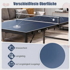 Costway Skládací stůl na stolní tenis se sítí a 2 pálkami a míčky Mini – modrý