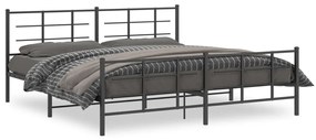 Kovový rám postele s hlavovým a nožním čelem černý 193 x 203 cm,  355585