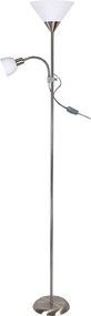 Rabalux Chromová stojací lampa Action s bílými stínidly pro žárovky E27+E14 4064