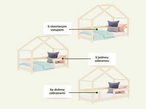 Benlemi Dětská postel domeček LUCKY se zábranou Zvolte barvu: Světle modrá, Zvolte rozměr: 90x190 cm, Zvolte zábranu: S otevřeným vstupem