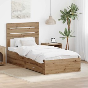 Rám postele s čelo Artisanový dub 90 x 200 cm Kompozitní dřevo 3411690