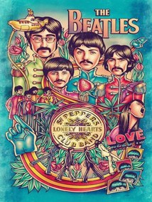 Plechová cedule The Beatles III Velikost: A4 (30 x 20 cm)