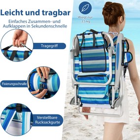 Costway Skládací plážové křeslo s nastavitelným opěradlem a chladící taškou
