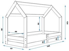 b2b1 BMS-group Dětská postel Domek 1 80x160 cm, borovice + rošt a matrace ZDARMA
