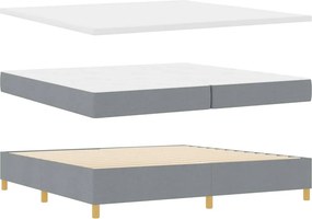 Postel s boxspringem s čelo Světle šedá 200 x 200 cm textil 3339644