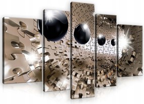 Obraz 170x100 modulární polyptych 3D abstrakce metalíza hloubka dekor