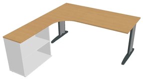 Sestava stolu a skříně pravá 180 cm - Hobis Flex FE 1800 H P Dekor stolové desky: buk, Barva nohou: černá