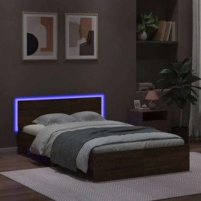 Rám postele s čelem a LED osvětlením hnědý dub 140 x 190 cm 3207629