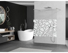 Mexen Kioto, sprchová zástěna Walk-In 110 x 200 cm, 8mm čiré sklo bílý vzor, ​​broušená ocel profil, 800-110-002-97-85