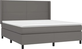 Box spring postel s matrací a LED šedá 160x200 cm umělá kůže 3139275