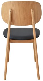 FormWood Černá dubová koženková jídelní židle Rabbit