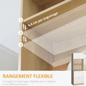 HOMCOM Kuchyňská Buffet Skříň s Více Úložným Prostorem 2 Zásuvky 1 Skříň + Velký Stůl 60 x 38 x 168 cm Bílá MDF