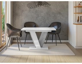Rozkládací jídelní stůl Tearyl, Barva: bílý lesk / beton