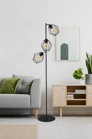 KEJO Stojací skandinávská lampa BENET, 3xE27, 60W, diamant, černé K-4471