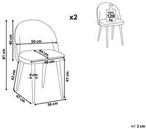 Sada dvou čalouněných židlí, šedý samet, VISALIA Beliani