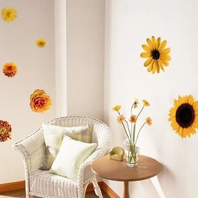 Samolepící dekorace na zeď Žluté květy, slunečnice, 65x85cm, F0408